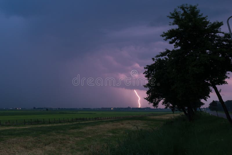 Lightning Bolt Strikes Down To Earth from a High Based Storm in North ...