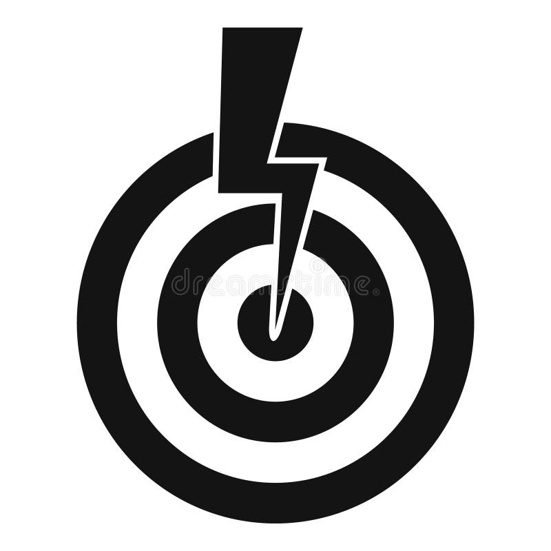Lightning Bolt Striking Center of Target Icon Stock Illustration ...