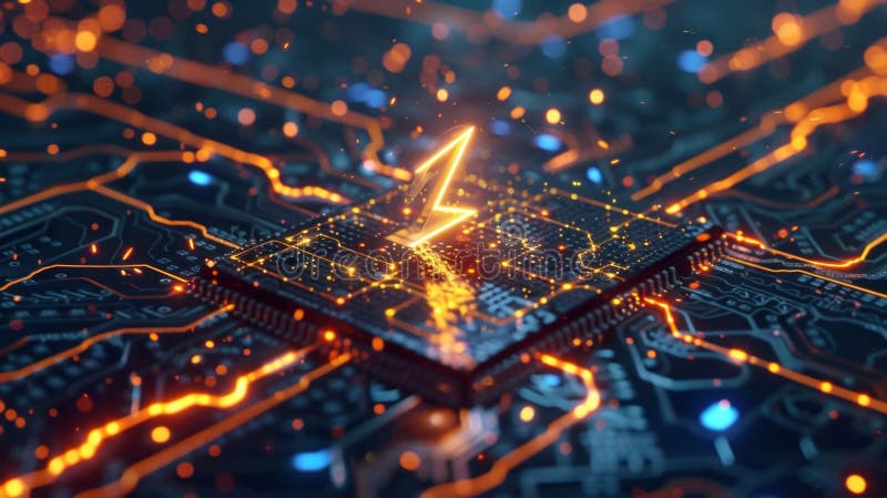 A Lightning Bolt Striking a Computer Chip Symbolizing the Lightningfast ...