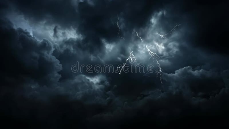 Lightning Bolt Striking Down from Dark Storm Clouds Stock Footage - Video of dark, nightscape ...