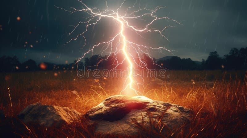A Lightning Bolt Striking the Ground, Illustrating the Powerful and ...