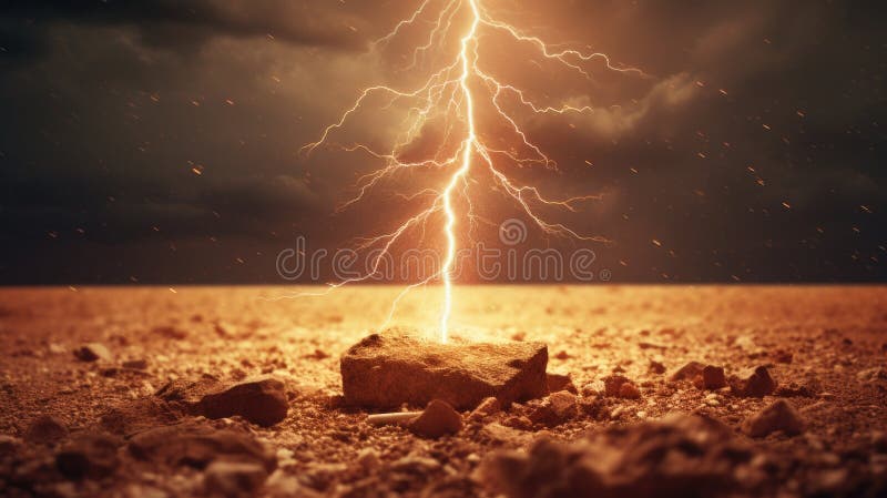 Lightning Hit Ground or Floor with Burst Effect. Stock Vector ...