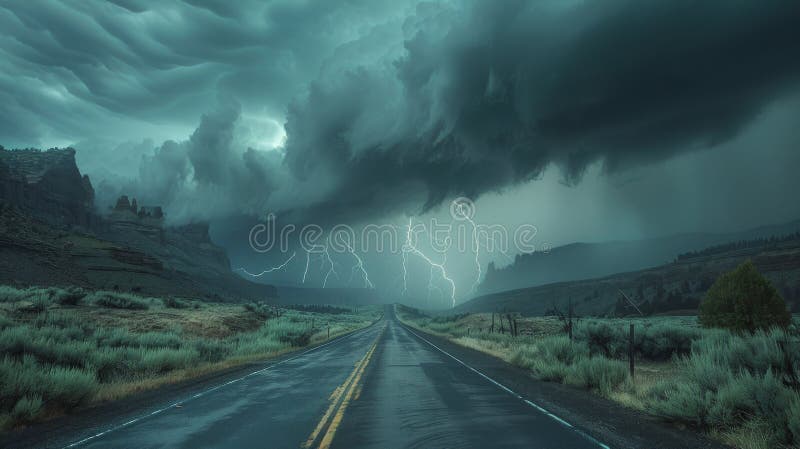 Lightning Bolt Above River stock photo. Image of force - 312454484