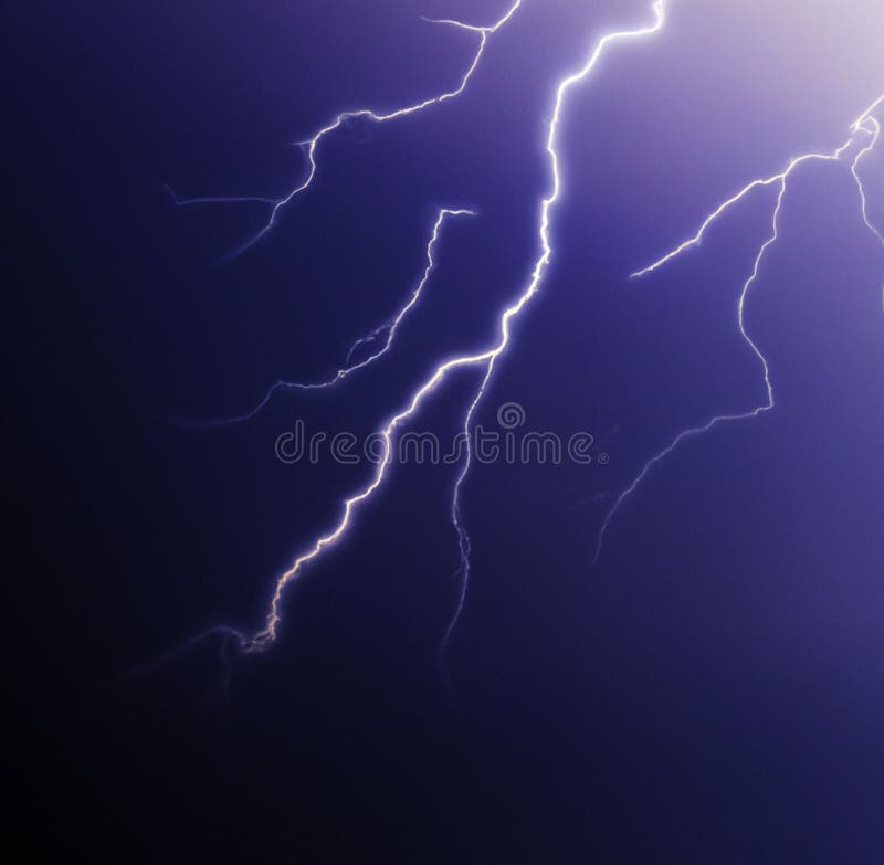 Lightning Bolt Striking the Sky at Night. Stock Image - Image of night ...