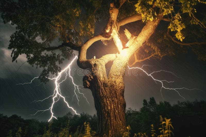 Lightning Strike Tree Stock Illustrations – 556 Lightning Strike Tree ...
