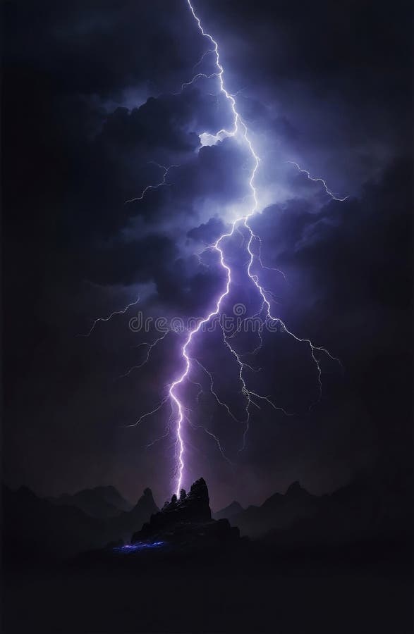 A Lightning Bolt Thunder, Generative AI Illustration Stock Illustration ...