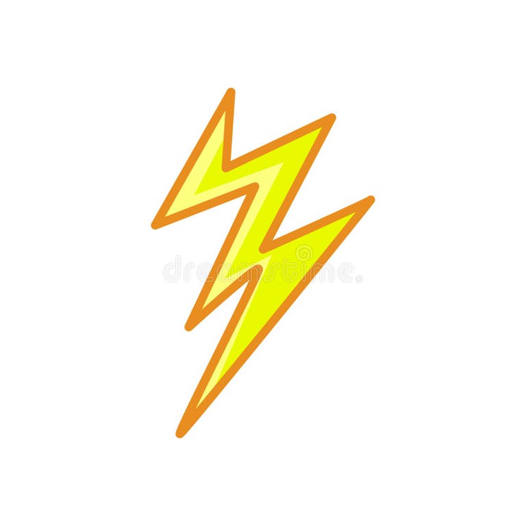 Lightning Bolt. Thunderbolt Line Style Yellow Color Flat Icon Stock ...