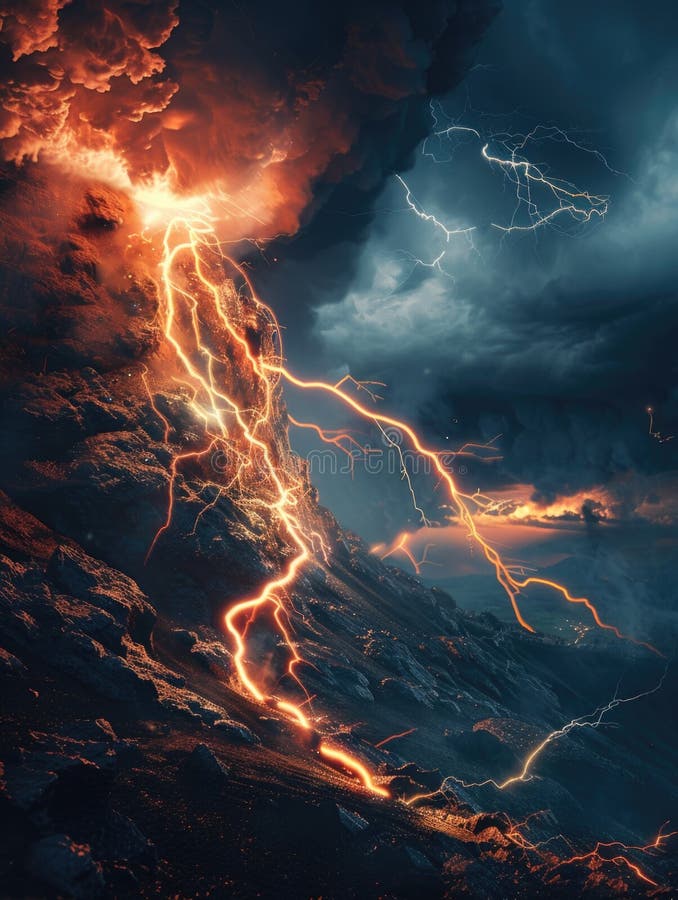 Lightning Bolt from Volcano Stock Image - Image of weather, phenomenon ...