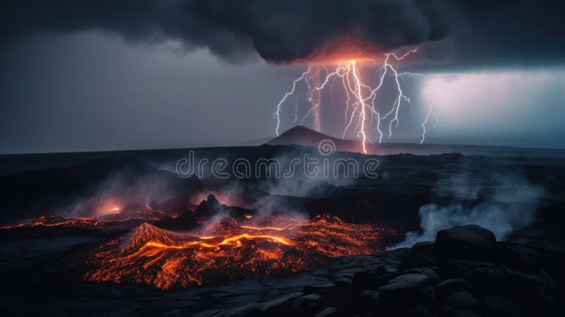 Volcano Eruption Lightning Wallpaper