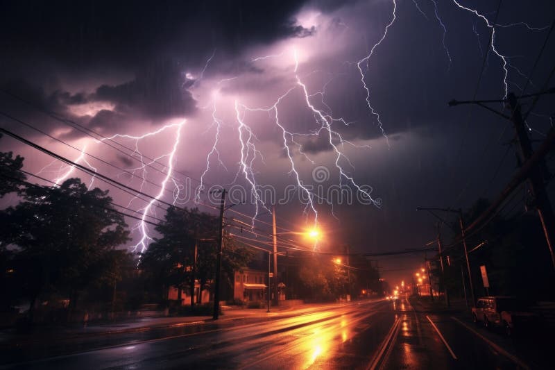 Lightning Bolts Illuminating the Eye of a Storm Stock Illustration ...