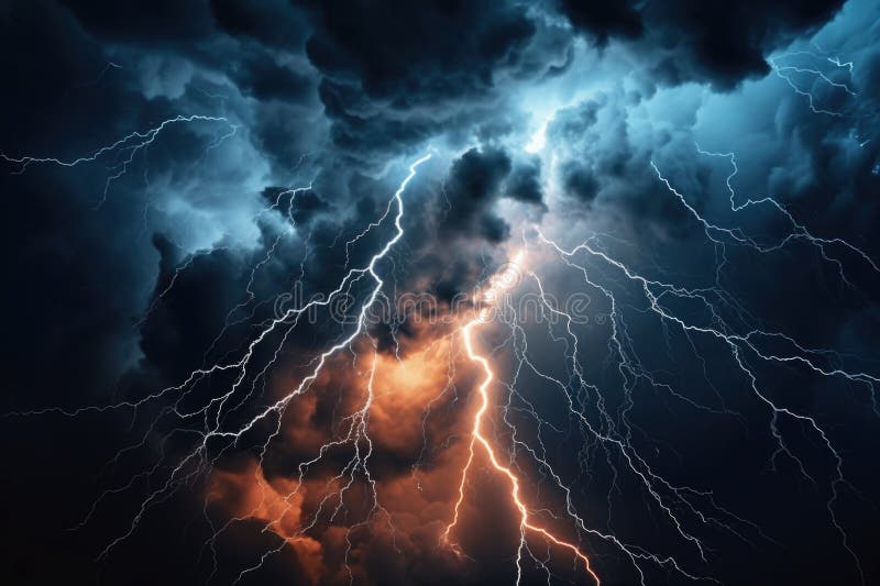 Lightning Bolts Illuminating the Eye of a Storm Stock Illustration ...
