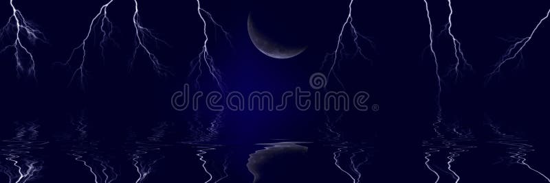 Lightning Bolts and Moon stock illustration. Illustration of moon ...