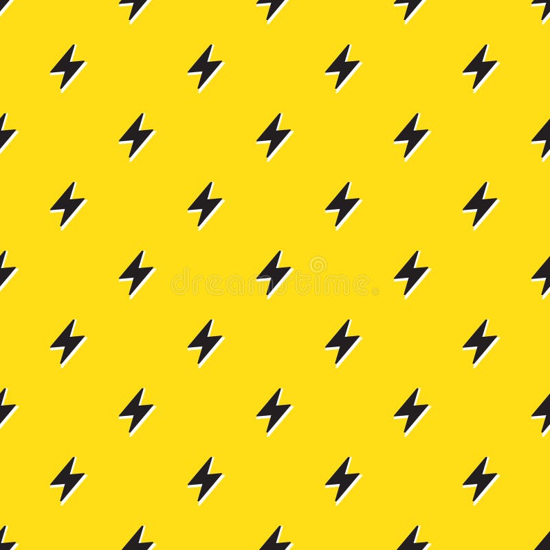 Lightning Bolts Seamless Pattern. Yellow and Black Repeating Background ...