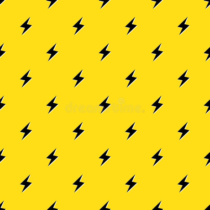 Lightning Bolts Seamless Pattern. Yellow and Black Repeating Background ...