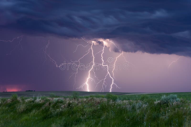Lightning Bolts from a Severe Thunderstorm Stock Image - Image of ...