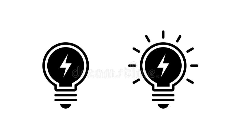 Lightning Bulb Icon Generic Style. Lamp with Thunderbolt Sign Symbol ...