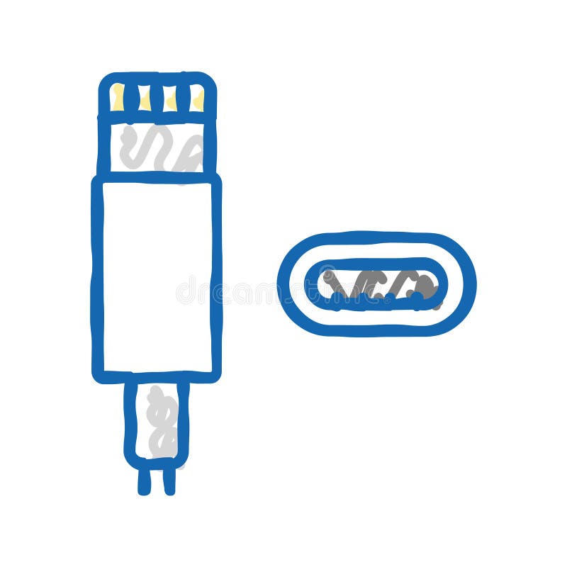 Lightning Cable Icon Doodle Illustration Stock Illustration ...