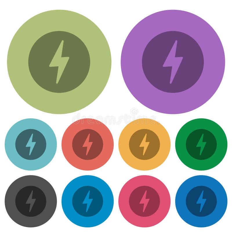 Lightning in Circle Solid Color Darker Flat Icons Stock Vector - Illustration of warning, swift ...