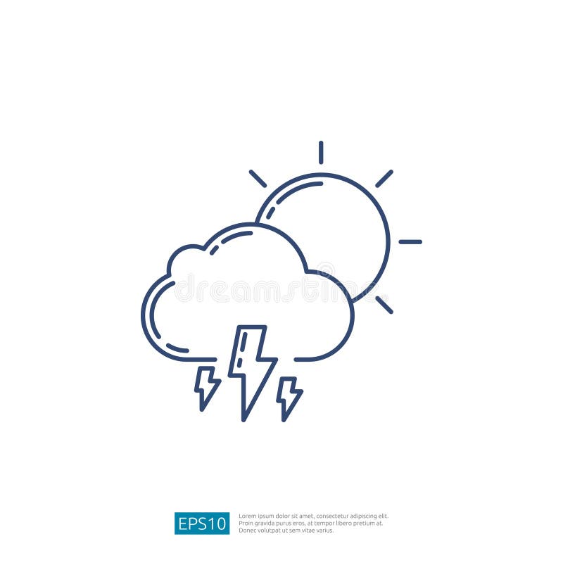 Lightning Cloud and Sun. Rainy Season Weather Outline Icon Stock Vector ... Lightning Cloud and Sun. Rainy Season Weather Outline Icon Stock Vector ...