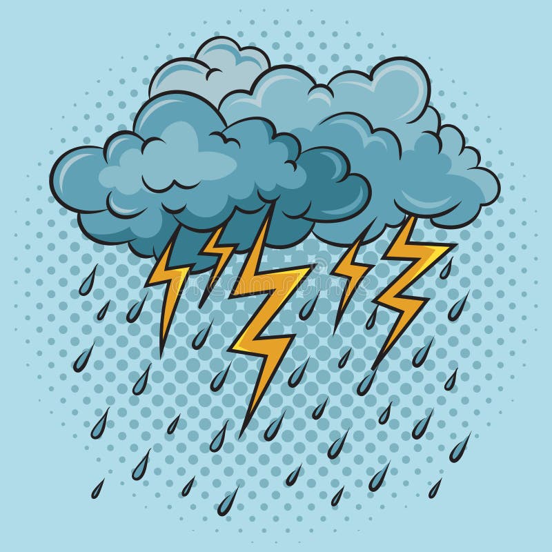 Lightning from Clouds Comic Book Pop Art Vector Stock Vector ...