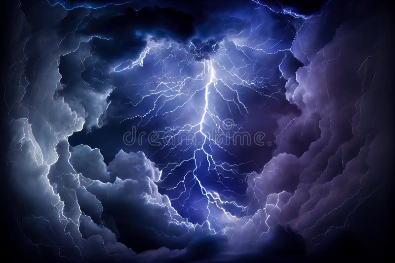 Lightning in the Clouds. Super Thunderstorm Illustration Stock ...