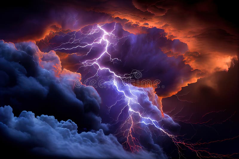 Lightning in the Clouds. Super Thunderstorm Illustration Stock ...