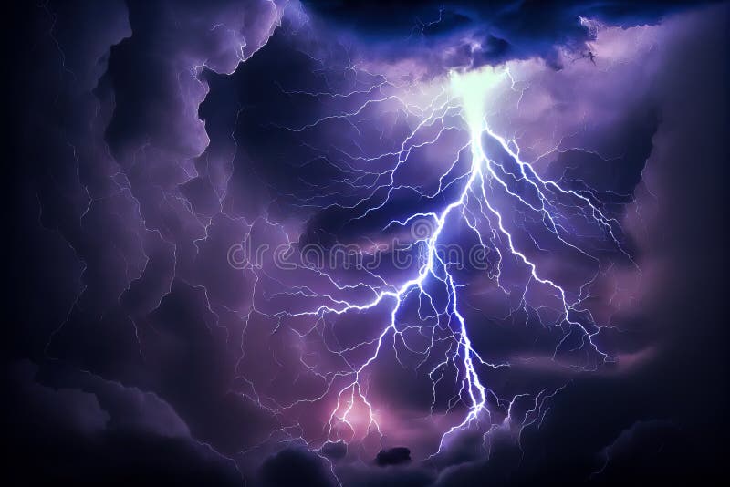 Lightning in the Clouds. Super Thunderstorm Illustration Stock ...