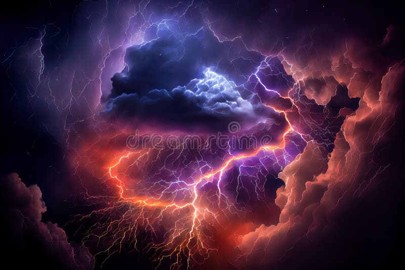 Lightning in the Clouds. Super Thunderstorm Illustration Stock ...