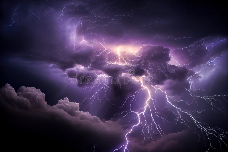 Lightning in the Clouds. Super Thunderstorm Illustration Stock ...