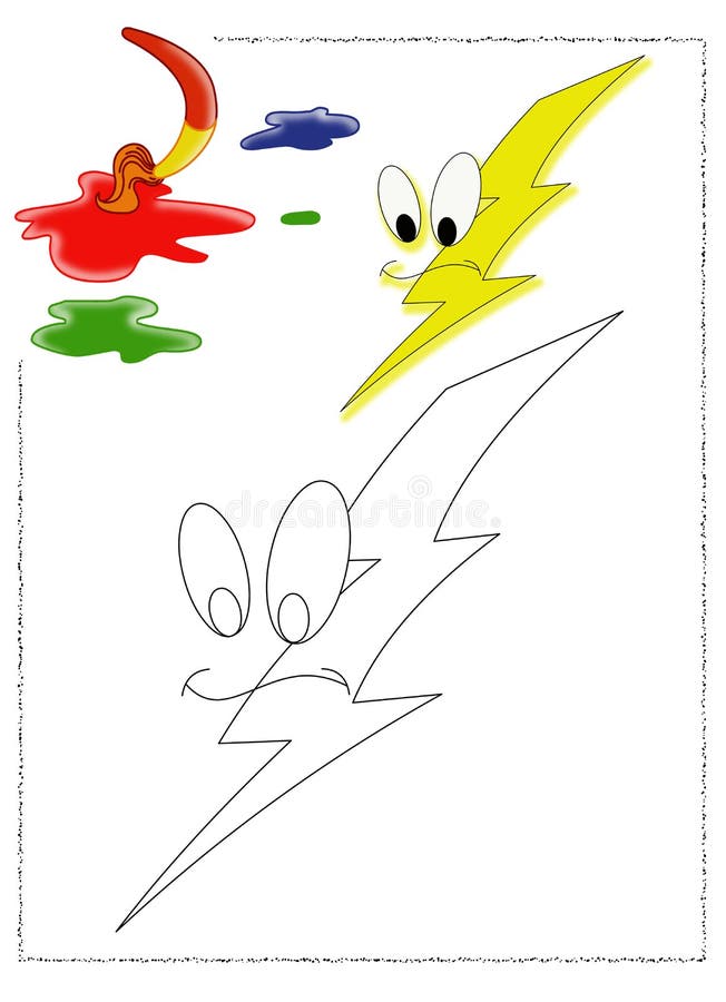 Rain Clouds with Lightning. Coloring Page, Game for Kids. Vector ...