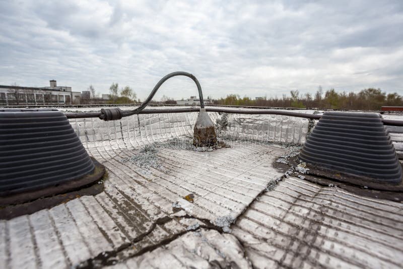 Lightning Conductor of a Building Stock Photo - Image of metallic ...