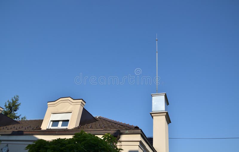 Lightning Conductor on Roof Stock Photo - Image of pole, construction ...