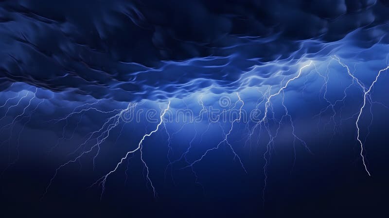 Lightning on Dark Blue Background. Thunderstorm. Vector Illustration ...