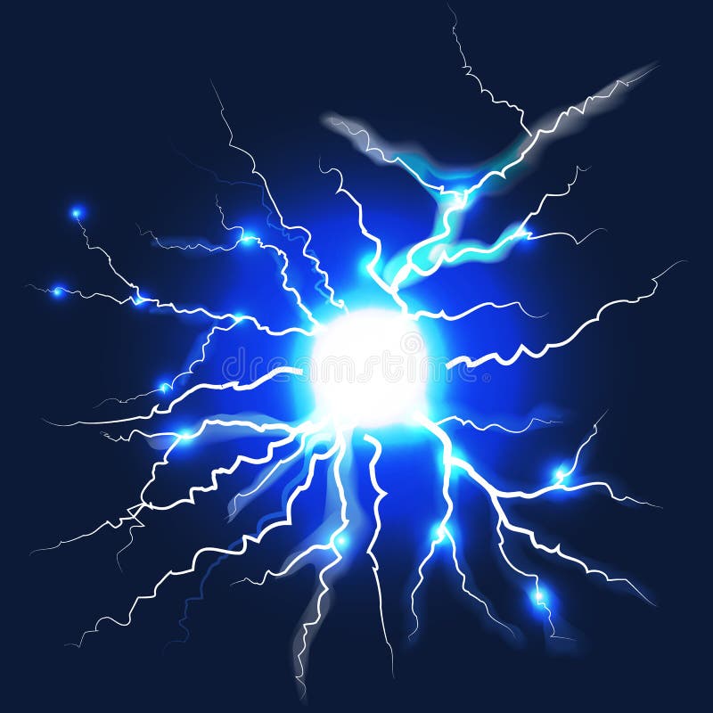 Lightning on Dark Blue Background. Vector Stock Vector - Illustration ...