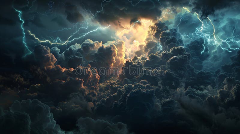 Lightning Dark Cloud Effect with Multiple Colors of Lightning during a ...