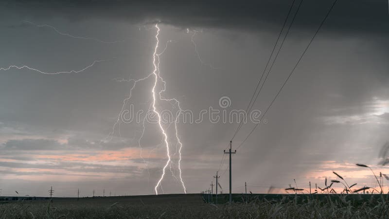A Shower of Lightning Over a Neighborhood Stock Photo - Image of storm ...