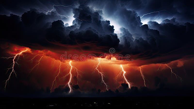 Lightning Dark Storm Clouds Stock Illustration - Illustration of ...