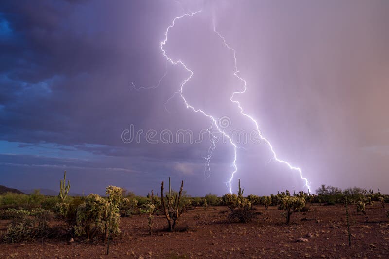 Lightning in the Desert stock photo. Image of meterologist - 139628
