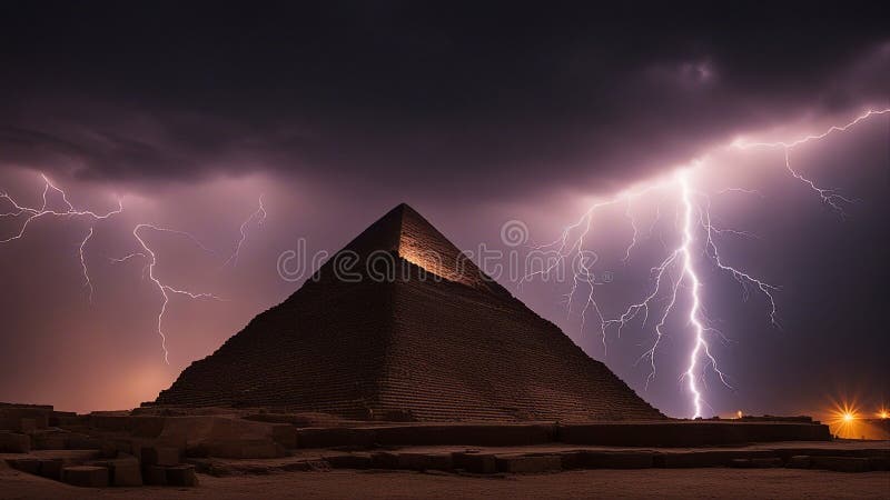 Lightning in the Desert Pyramid Lightning Stock Illustration ...