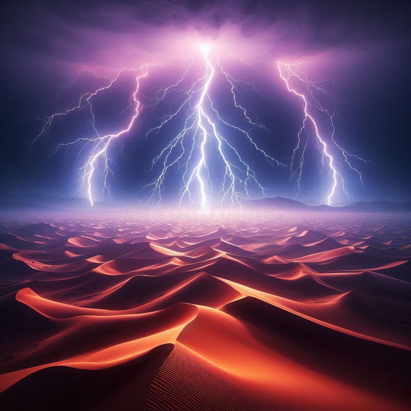 Lightning in a Desert Storm a Massive Lightning Bolt Cracks Acro Stock ...