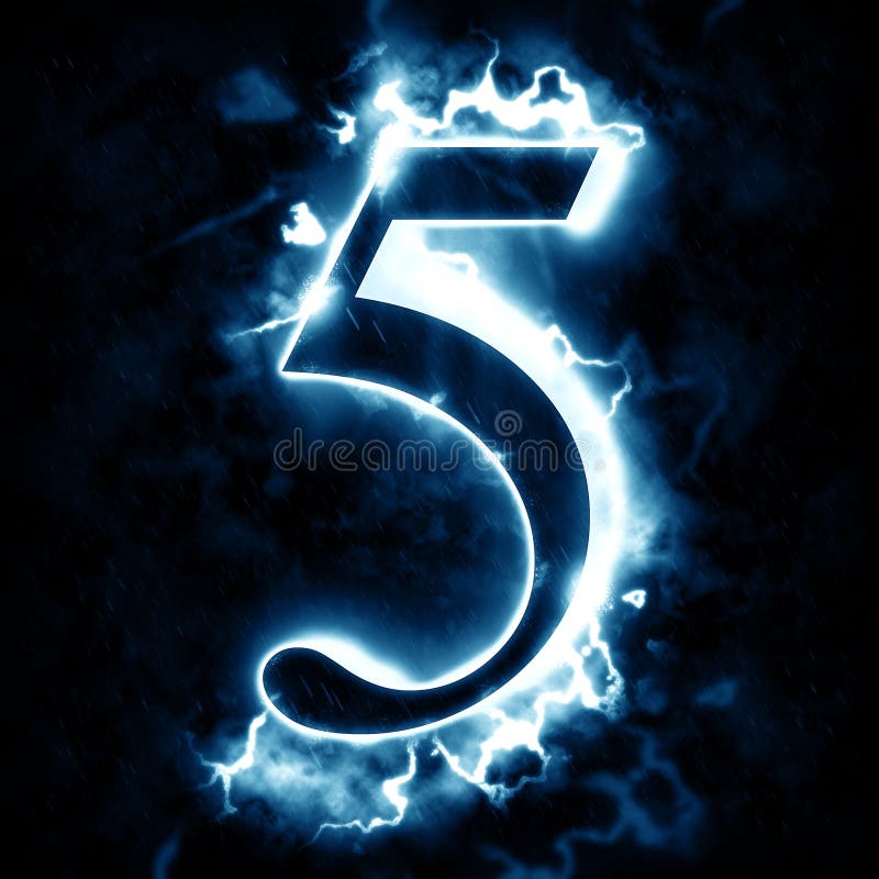 Lightning digit 5 stock illustration. Illustration of black - 193500062
