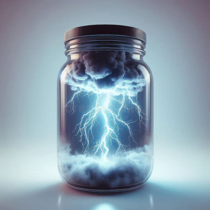 Lightning Discharges Inside a Glass Jar. Space for Text. Stock Photo ...