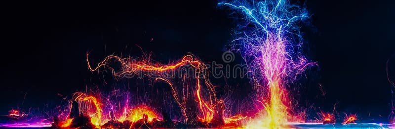 Lightning Display of Colourful Sparks Shooting through a Futuristic ...