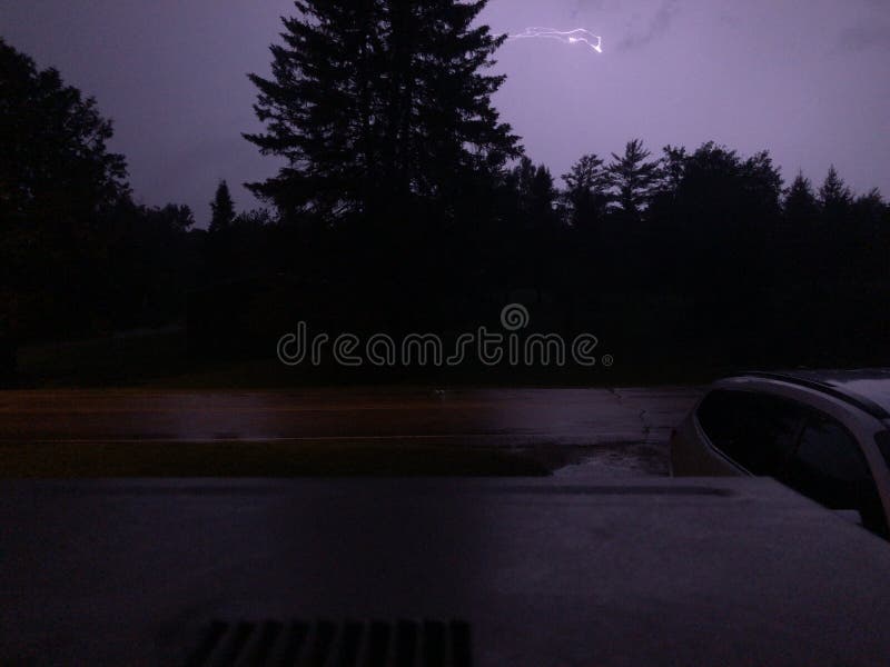 Small Lightning Path in the Sky Stock Photo - Image of distance, small ...