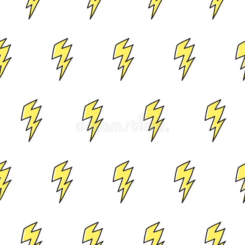 Lightning Doodle Seamless Pattern Stock Vector - Illustration of ...