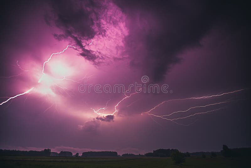 Lightning with Dramatic Clouds Composite Image . Night Thunder-storm ...