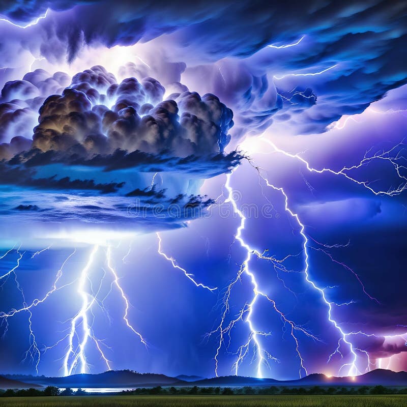 Lightning and Dramatic Thunderstorm Digital Rendering Stock ...