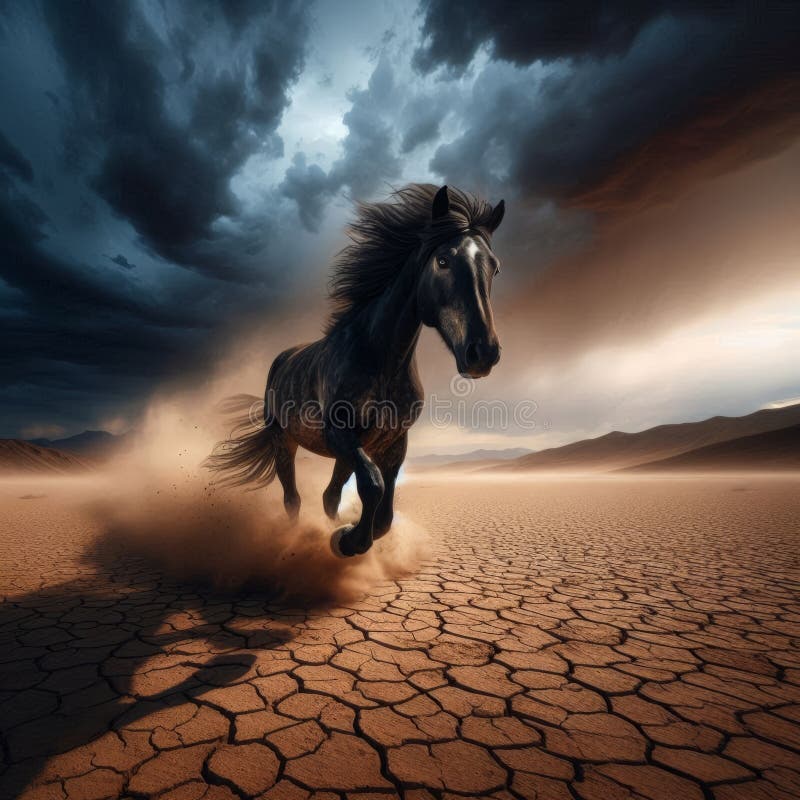 Desert Runner in the Storm stock illustration. Illustration of nature ...