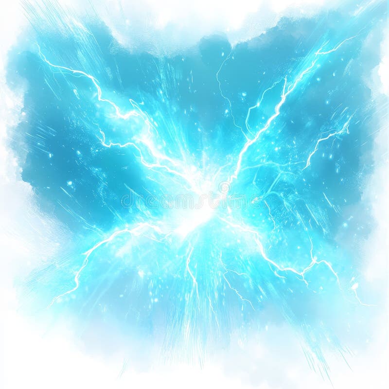 A Lightning Effect with Abstract Techno Blue Electric Lighting Isolated ...