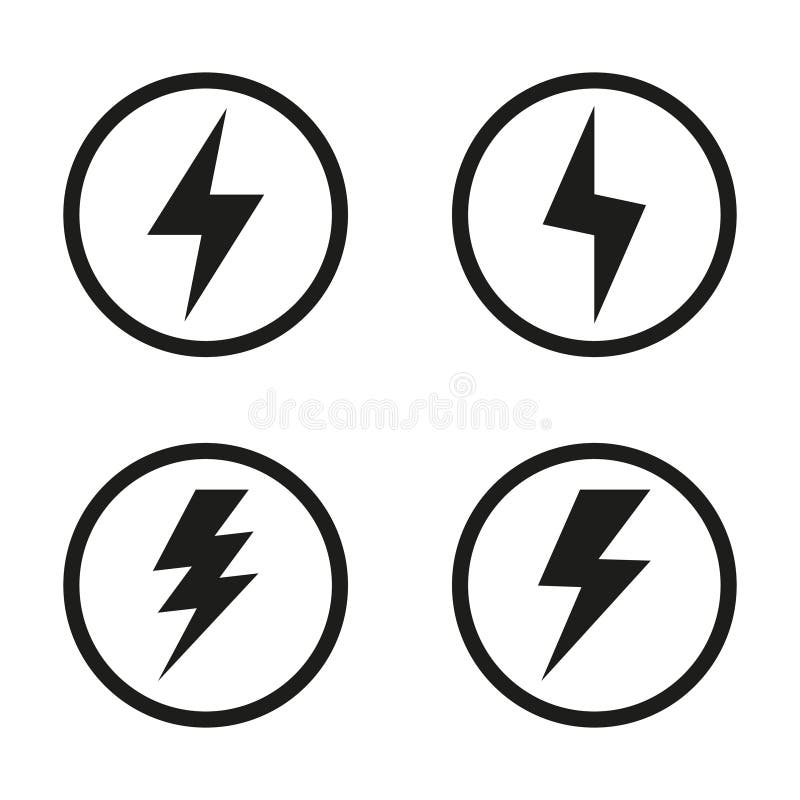 Lightning Electric Power Icon in Circle Vector Isolated. Stock Vector ...